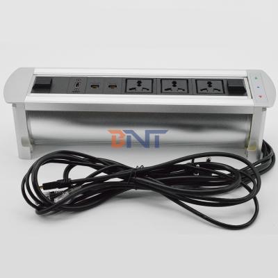 China Desk Pop Up Multimedia Connector With 3* Universal Plug / 1*USB Configuration for sale