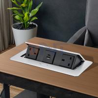 China Custom Pop-Up Design Electric Power UK Plug Socket Flush Mount 2 Outlets Tabletop Socket for Meeting & Conference Tables for sale