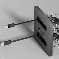 China Boente 86*86 mm Mini Hidden Home Universal USB Comfiguration Electric Wall Power Socket with Lightning & Type-C Cable for sale