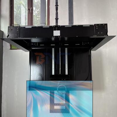 China 55-Inch Motorized TV Lift Stand with Remote Control Ceiling Flip Down TV Bracket with Functions of Drop Down and Rotation for sale