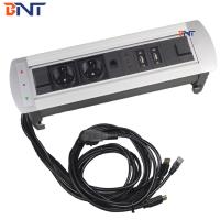 China Electric Silver Desk Flip Up Power Data Socket And  3mm Panel Thickness for sale