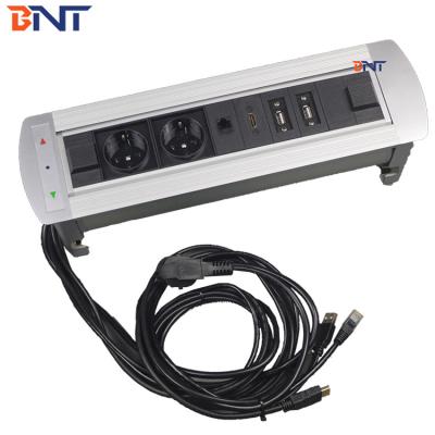 China Electric Silver Desk Flip Up Power Data Socket And  3mm Panel Thickness for sale