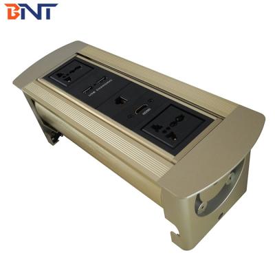 China Brushed Aluminum Alloy Desk Flip Up Multimedia Jack  For  Office Room for sale