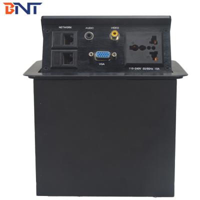 China Black Aluminum Alloy 5Mm Panel Thickness  Table Pop Up Power Data Jack for sale