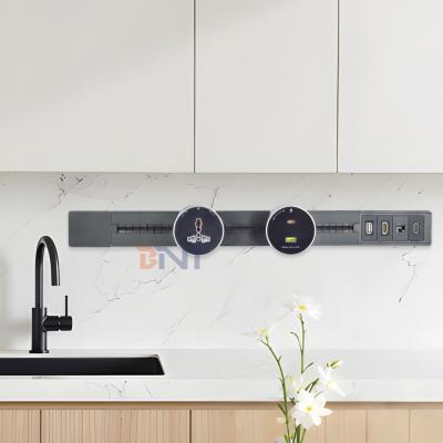China Convenient Wall-Mounted Multi-Outlet Power Rail Track Socket New Removable Aluminum Alloy Socket WIth Weak Current Interface for sale