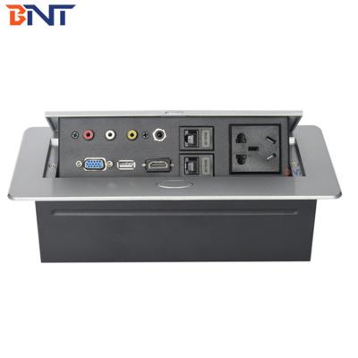 China Zinc  Alloy Table  Desktop Flip Up Multimedia Socket  Rounded Corner With 3Mm Surface Thickness for sale
