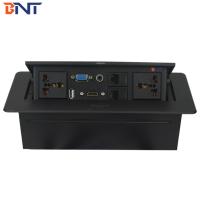 China Smart Office Pop Up Socket , Oval Corner Desktop Multimedia Connector for sale