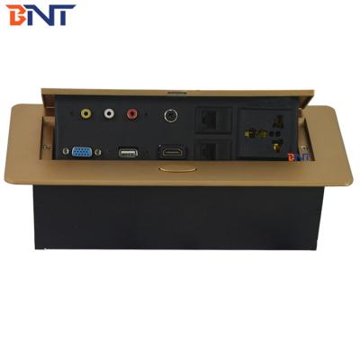 China Gold Zinc Alloy Pop Up Media Socket Oval Corner With RCA / HDMI  Configuration for sale