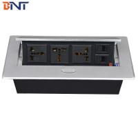 China Customizable Pop Up Multimedia Desktop Socket With Zinc Alloy Surface Panel for sale