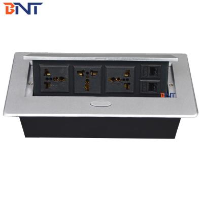 China Customizable Pop Up Multimedia Desktop Socket With Zinc Alloy Surface Panel for sale
