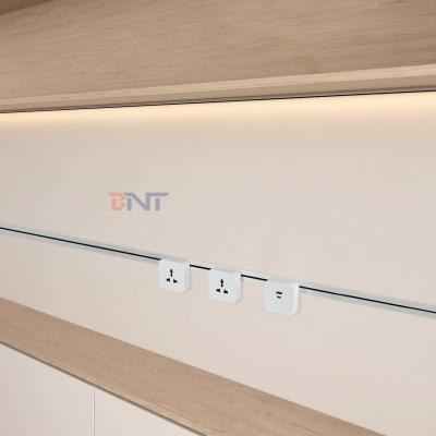 China New Removable Ultra narrow track socket Convenient Wall-Mounted Multi-Outlet Power Rail Track Socket for sale