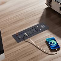 China UK Standard Custom AC Power Socket Desktop Embedded Electric Flip Socket with 2 Outlets 1 USB & 1 Type C & 1 Wireless Charger for sale