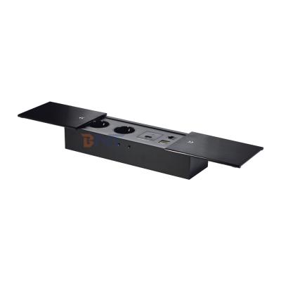 China Double Silp Open Euro Tabletop Electric Power Socket Slip-Open 2 AC Outlets & USB A+C IP44 for Office Use for sale
