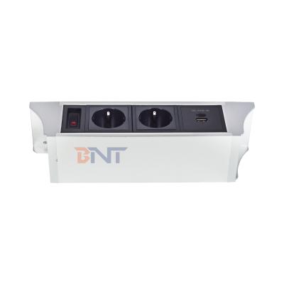 China Flexible EU Installed Under Tables/Chairs/Sofa Edge Power Strip Hanging Electric Extension Sockets With USB Port for sale