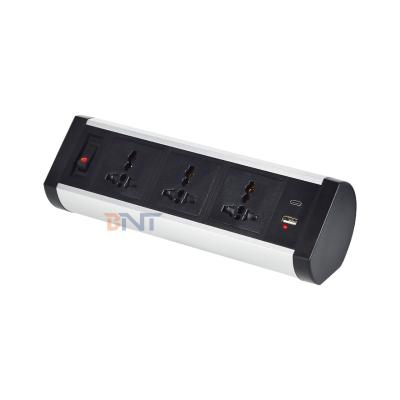 China Adhesive clip design Clamp table socket 3 AC Outlets USB A+C Desktop Clamp Socket Power Strip for sale