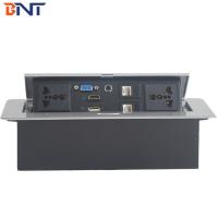 China With Oval Pop Up  Button Silver Table  Flip Up Multimedia Socket For Office Room for sale