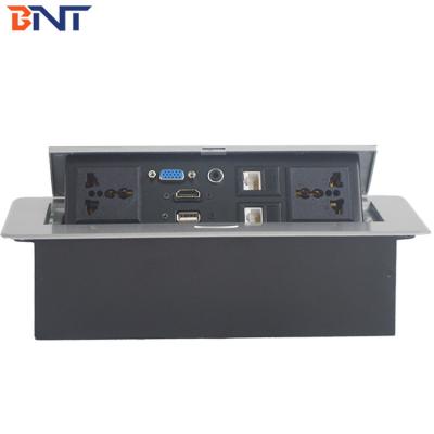 China With Oval Pop Up  Button Silver Table  Flip Up Multimedia Socket For Office Room for sale