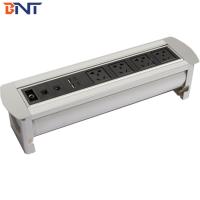 China Desktop Hidden Conference Table Electrical Box , Manual Rotating Pop Up Socket for sale