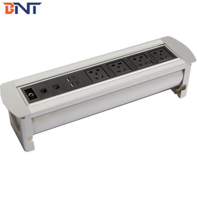 China Desktop Hidden Conference Table Electrical Box , Manual Rotating Pop Up Socket for sale