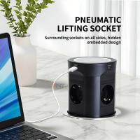 China BNT Tabletop Office Commercial Use 4 AC Power Pneumatic Pop-Up Desktop Socket Kitchen Socket with Dual USB A+C Port PD45W Charge for sale