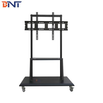 China Black Floor Stand TV Mobile Cart Maximum Supporting Weight 130KG for sale
