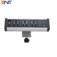 China Silver / Black Desktop Mounted Power Outlet , Desk Mounted Power Sockets for sale