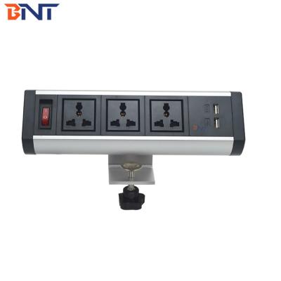 China Silver / Black Desktop Mounted Power Outlet , Desk Mounted Power Sockets for sale