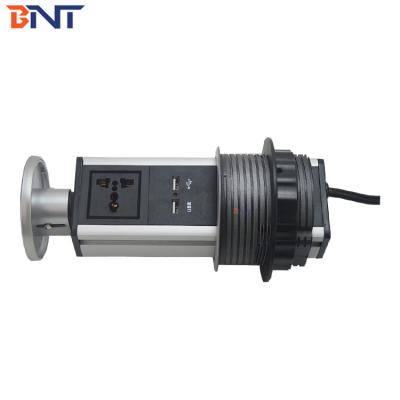 China Compact Silver Pop Up Counter Outlet With Double USB Charger Interfaces for sale