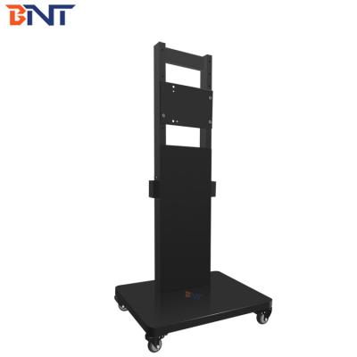 China Black Floor Stand Flat Screen TV Cart With Wheels for sale