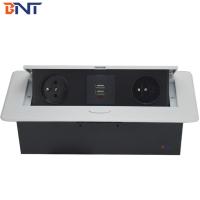 China white color double french power interface hidden type desk socket for sale