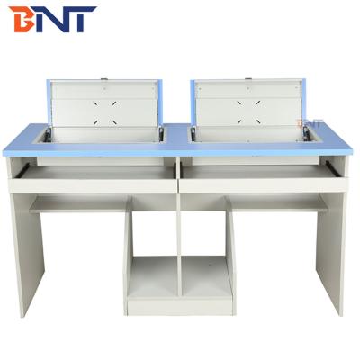 China Anti Rust Double Student Computer Desk With Flip Up Hidden LCD Screen Case for sale