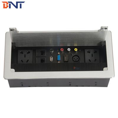 China universal plug clamshell brush desk power socket cable grommet box /tabletop socket outlet with hdmi rj45 for sale