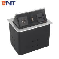 China hydraulic pop up power socket for office desk with dual usb charger /electric pop up desktop socket for sale