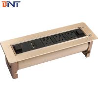 China Aluminum Alloy Gold Color  Electric  Rotating Pop Up Hidden Outlet Supply For High-tier Office  Room for sale