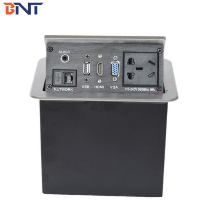China Aluminum Alloy Black Table  Flip Up Multimedia Jack With Rounded Corner for sale