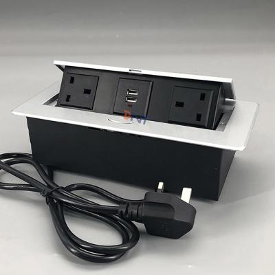 China Table Mounted Dual Usb Charger Media Hidden Pop Up Socket for sale