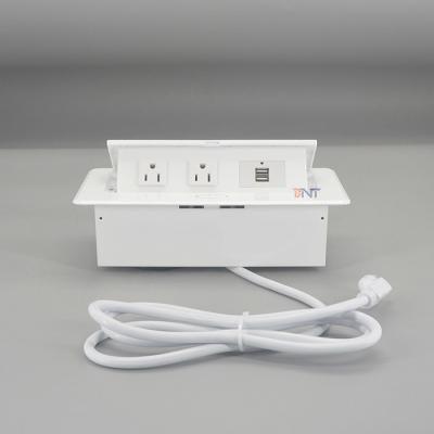 China Hidden Aluminum Desk Mounted 110V Pop Up Socket Box for sale