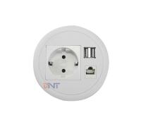 China EU Power Outlet Data Usb Smart Grommet Round Socket With Rj45 Hidden In Office Sofa Worktop for sale