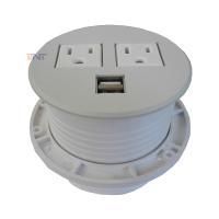 China Office Round Wire Ring Desk Power Socket 2 Power Socket 2 USB Charging Port Dustproof And Waterproof Rotation Cover for sale