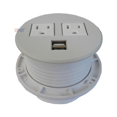 China Office Round Wire Ring Desk Power Socket 2 Power Socket 2 USB Charging Port Dustproof And Waterproof Rotation Cover for sale