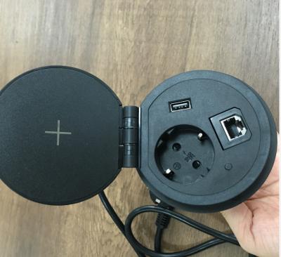 China Power Grommet Table Socket With Net Work And Wireless Charger for sale