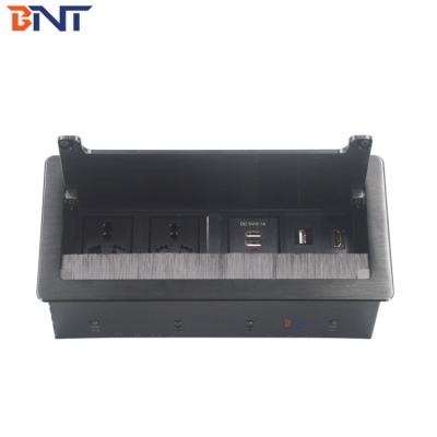 China Boente new style intelligent power socket flip up brush multimedia tabletop socket for sale