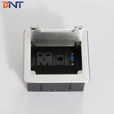China Aluminum Alloy Brushed Multimedia Office Hidden Brush Desktop Power Socket Box for sale