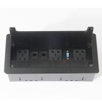 China Table Hidden Manual Flip Up Desktop Outlets Box With Aluminum Alloy Panel Cover for sale