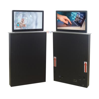 China Aluminum Ultra Hidden Desk Monitor Lift 18.5 Inch / 23.5 Inch Motorized Monitor Lift for sale