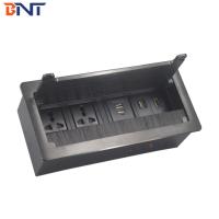 China Factory Wholesale Brushed Aluminum Multimedia Office Hidden Desktop Power Socket Box for sale