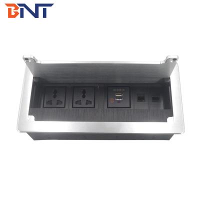 China Factory Wholesale Office Furniture Brush Cover Desktop Socket Hidden In Desk Table for sale