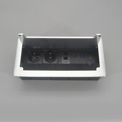 China Aluminum Alloy Plate Brush Cover Desktop Socket Hidden In Desk Table For Commercial for sale