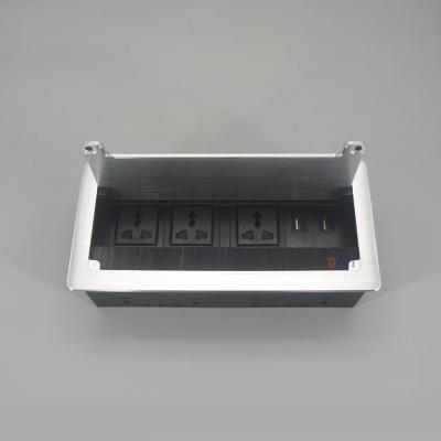 China Office Furniture Brush Cover Desktop Socket Aluminum Alloy Plate Conference Table Power Hub for sale