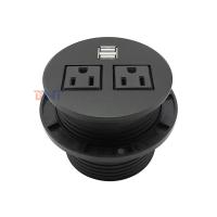 China Round Socket Table Dual Usb Charging Outlet Sofa Socket With 2 Power Socket for sale